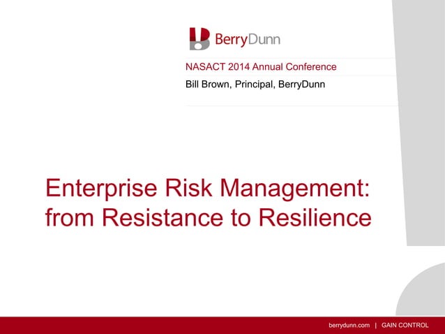 Enterprise Risk Management:from Resistance to Resilience | PPT
