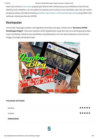 Bersama UNTAN membangun negeri indonesia oleh Apoteker Anda | PDF