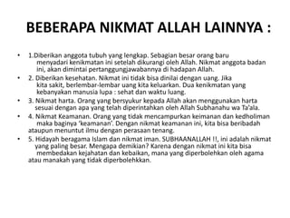 Bersyukur atas nikmat yang telah allah berikan pada | PPTX