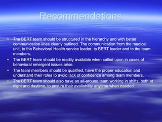 Behavioral Emergent Response Team Capstone Project Writing | PPT