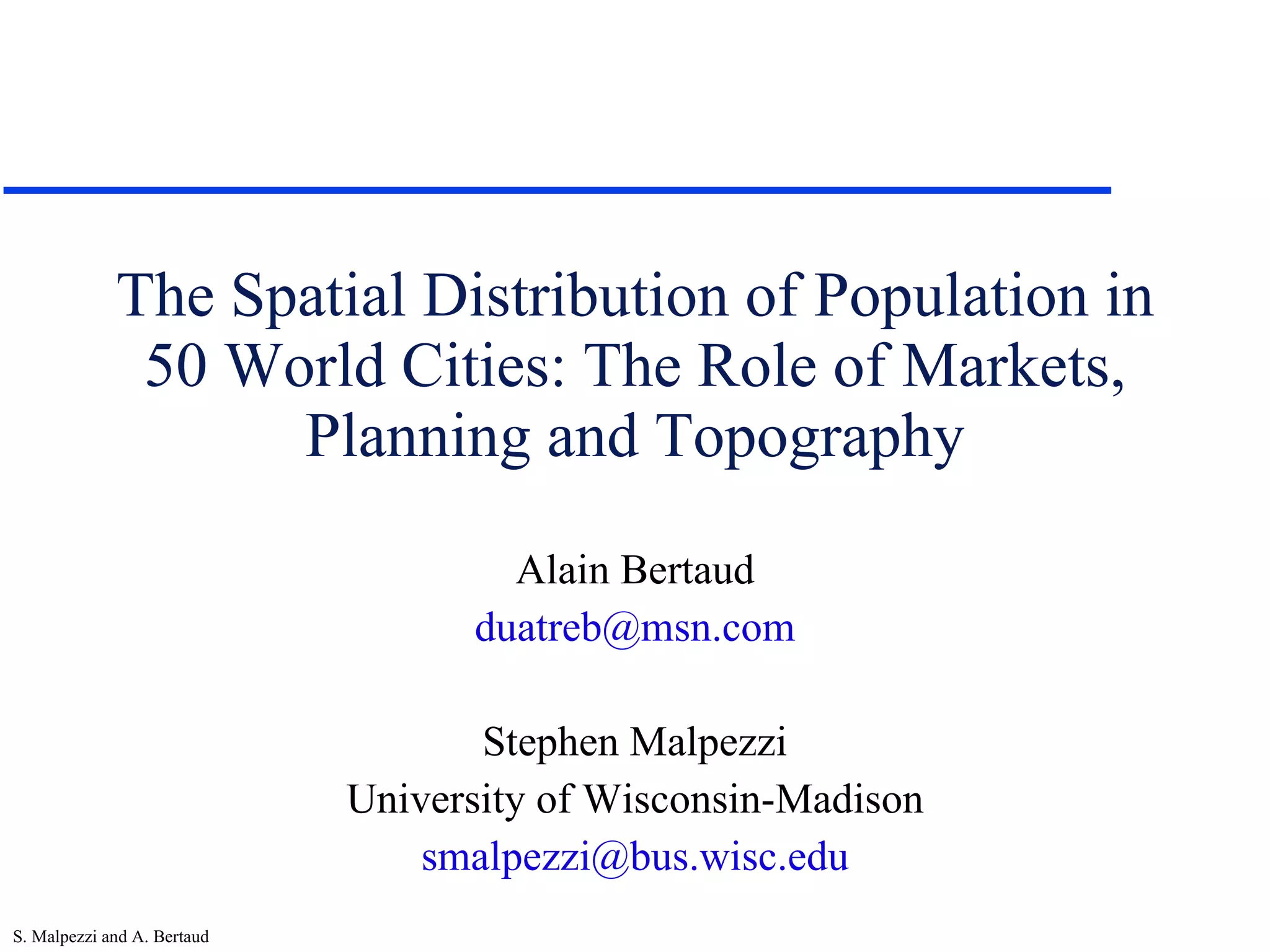 The Spatial Distribution of Population in 50 World Cities | PPT