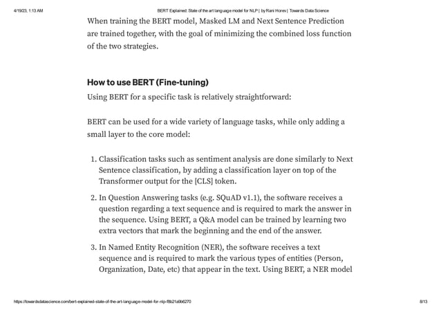 Bert Explained State Of The Art Language Model For Nlppdf