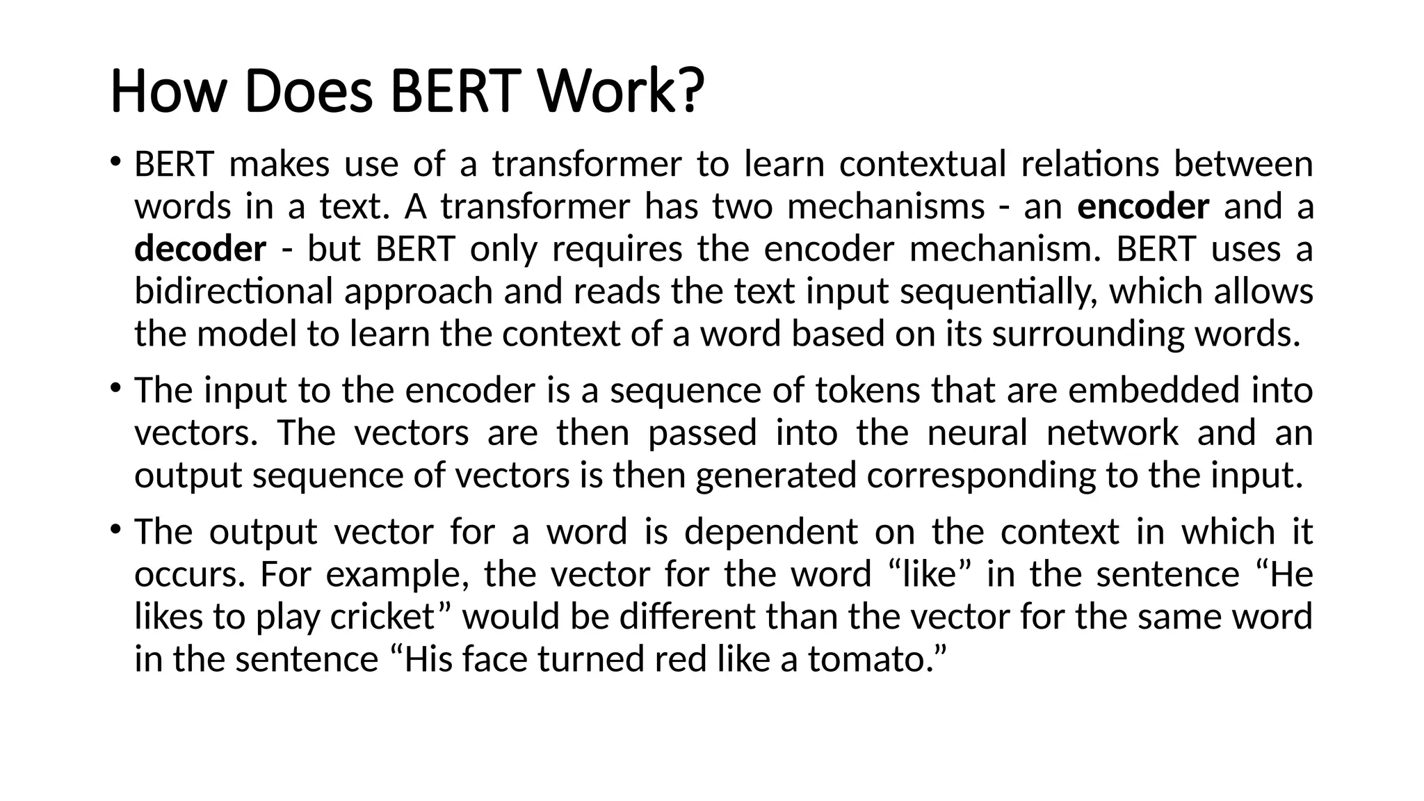 Architecture and Evoluiton of Bidirectional Encoder Representation for ...