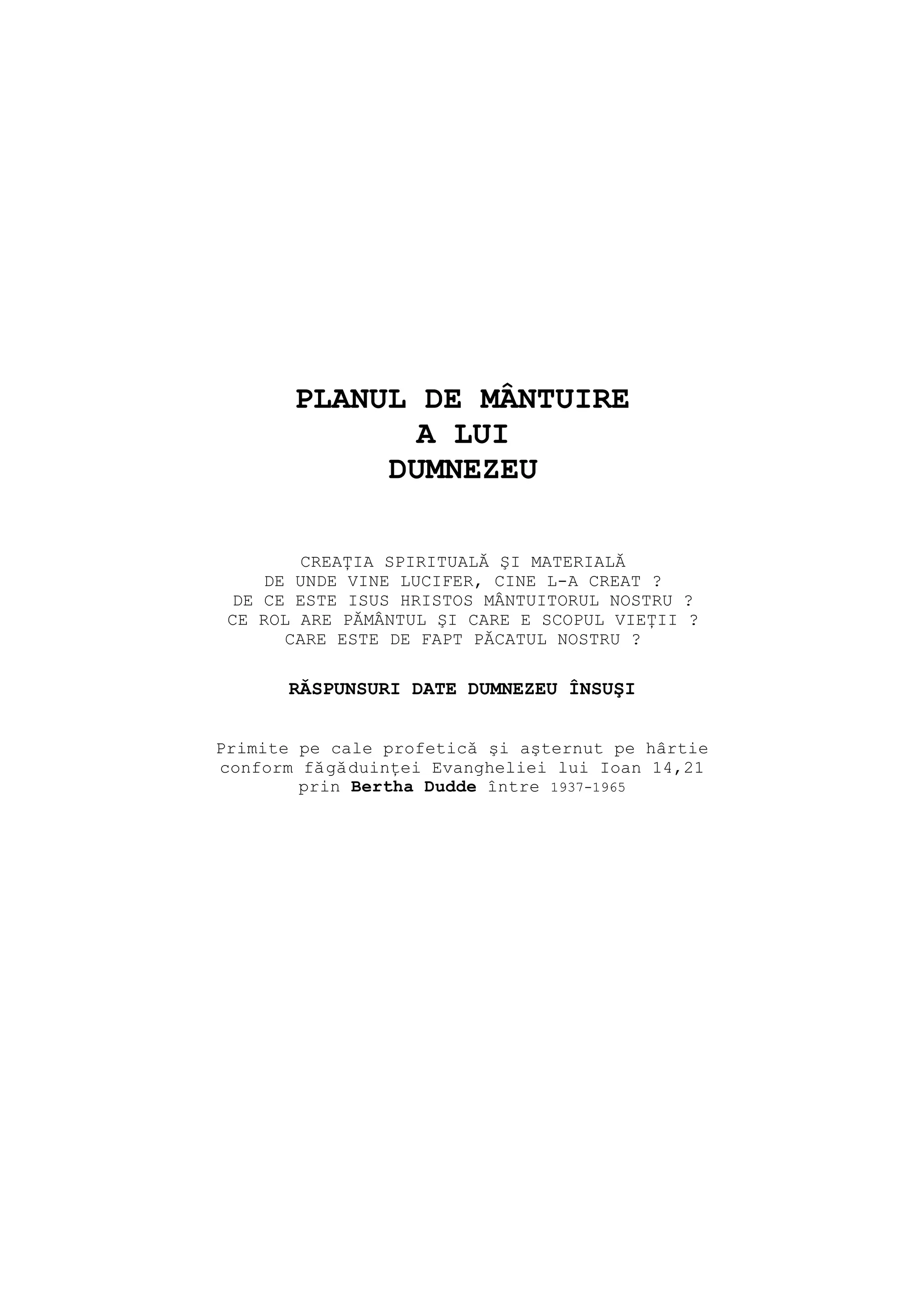 Bertha dudde 003 planul de mantuire | PDF