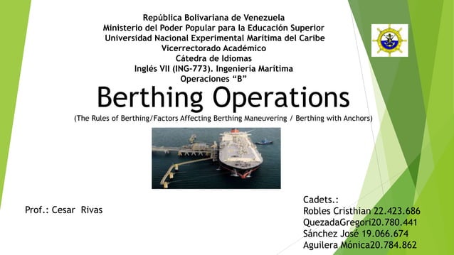 Berthing and unberthing operations | PPTX