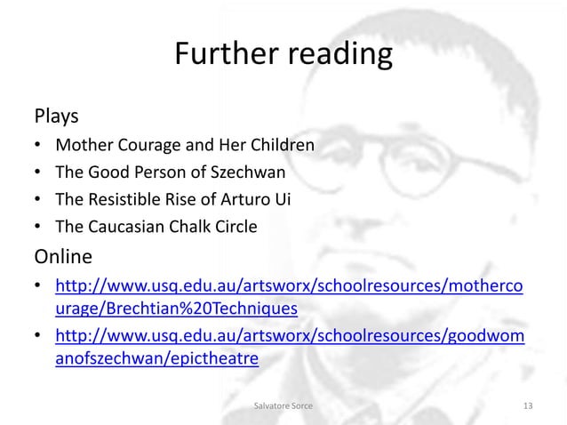 Bertolt Brecht Epic Theatre | PPTX | Musicals | Genres