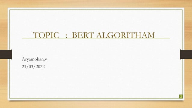 Bert algorithm | PPT | Free Download