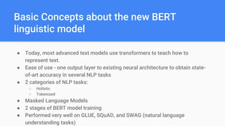 Applications of BERT in NLP and Understanding | PPTX