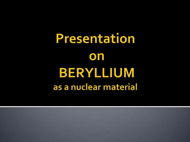 Beryllium | PPTX | Chemistry | Science