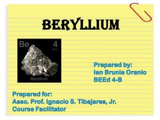 Space Shuttle With Beryllium In It