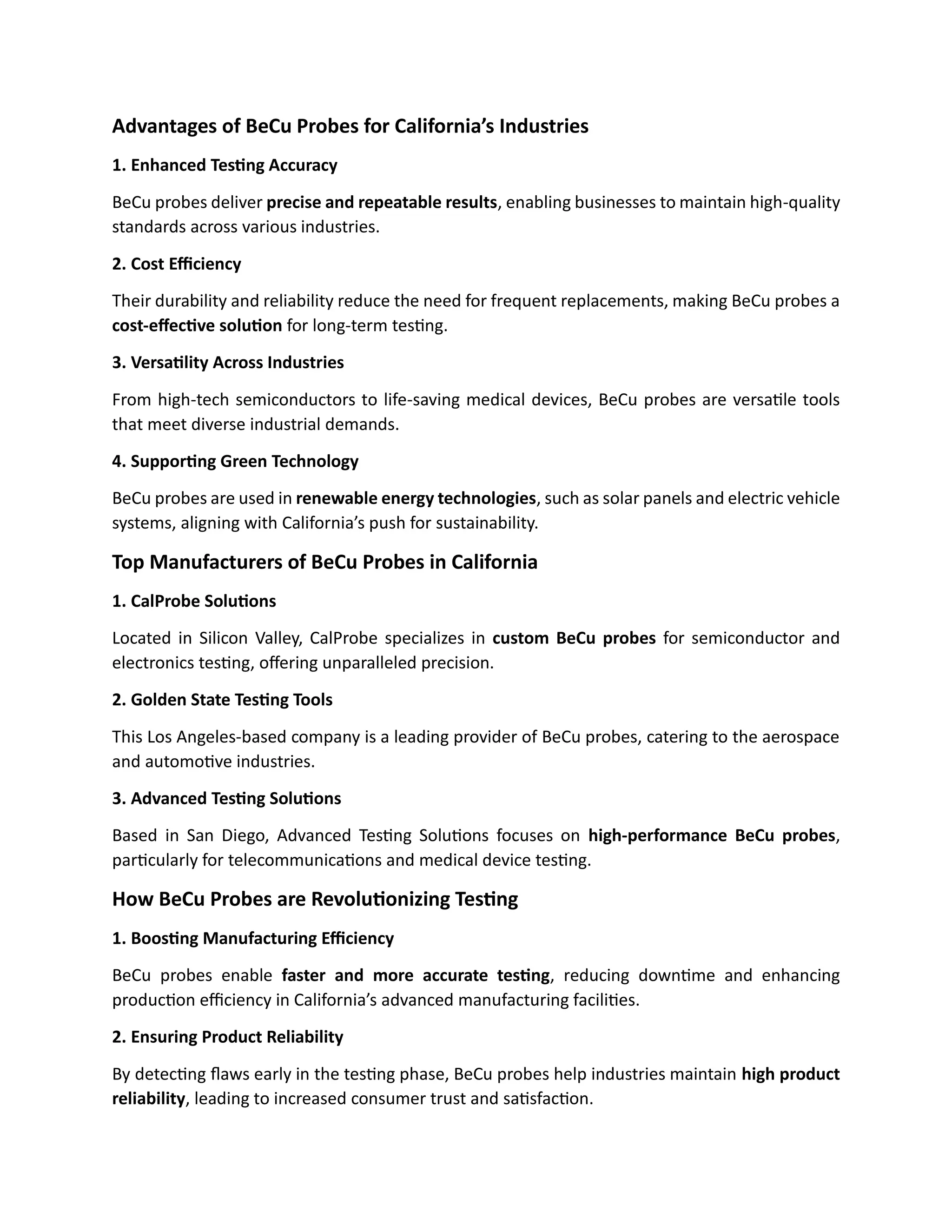 Beryllium Copper (BeCu) Probes California The Cornerstone of Precision ...