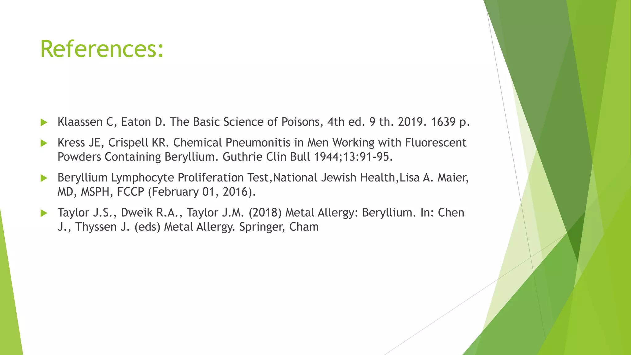 Beryllium toxicity | PPTX