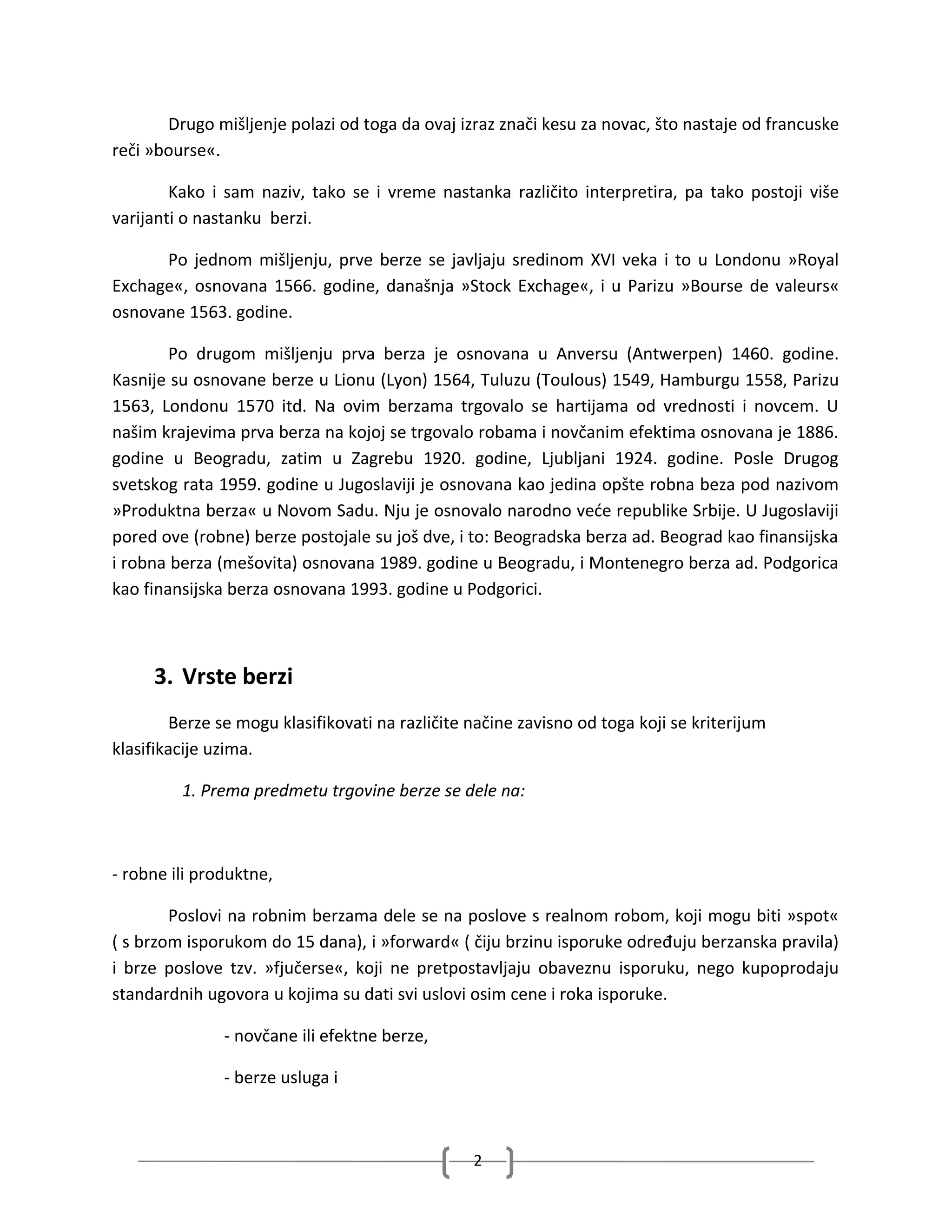 Berza, pojam vrste karakteristike i berzanski poslovi 3 | DOC