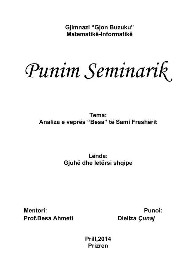 Besa e Sami Frasherit | DOC