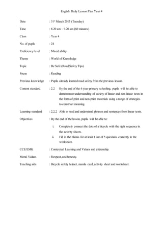 Be safe lesson plan | DOCX