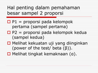 Penelitian besaran sampel untuk dua proporsi3. | PPT