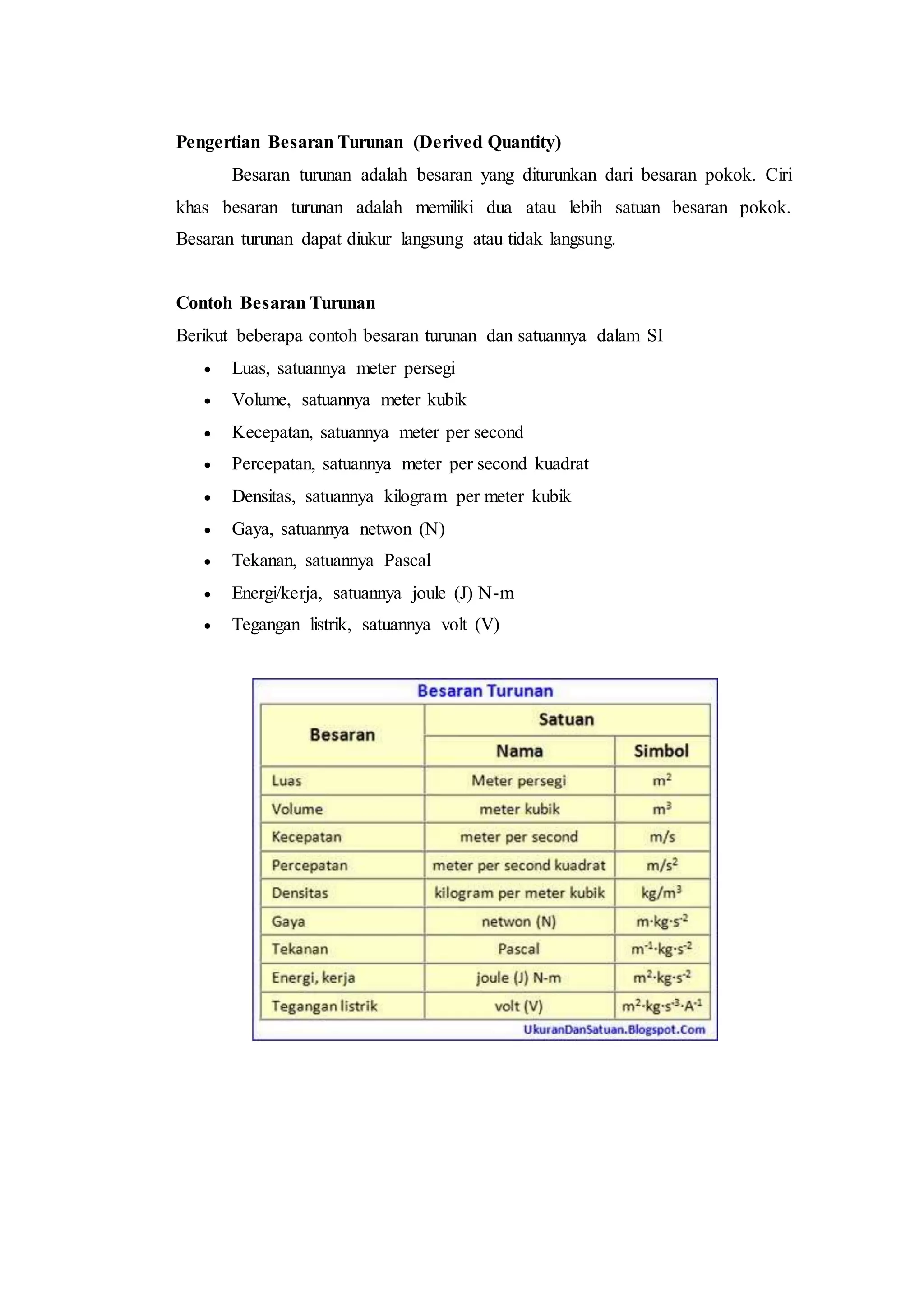 Besaran pokok dan besaran turunan dalam fisika | PDF