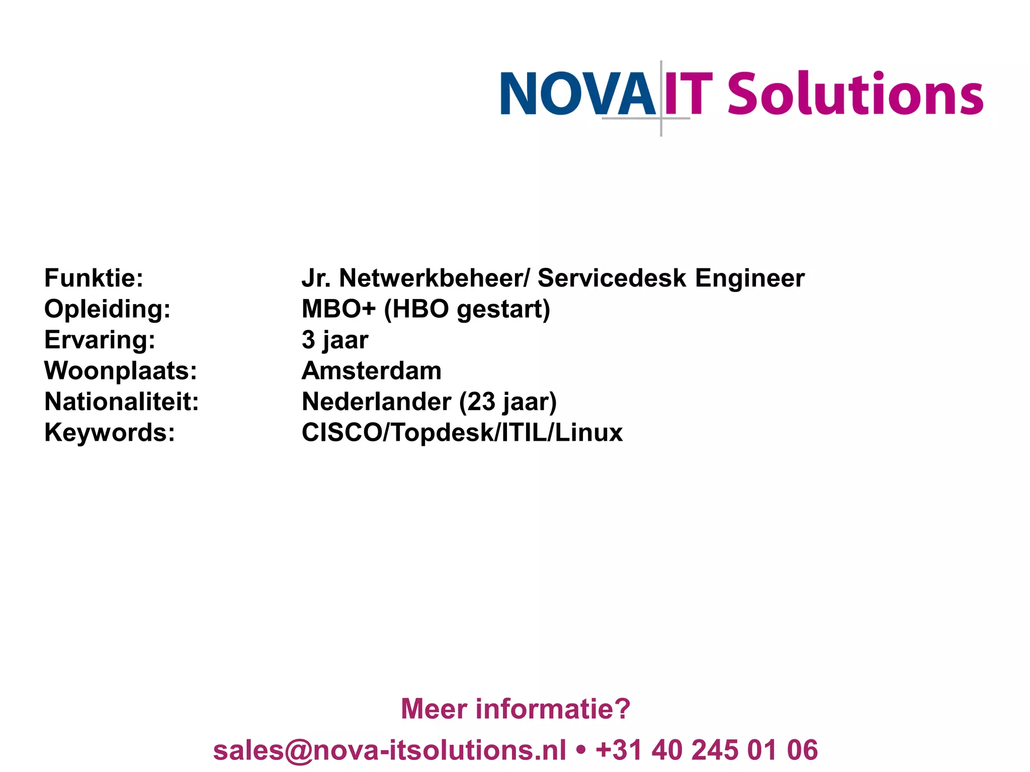 Beschikbaarheidlijst NOVA IT Solutions (45/46) | PPT