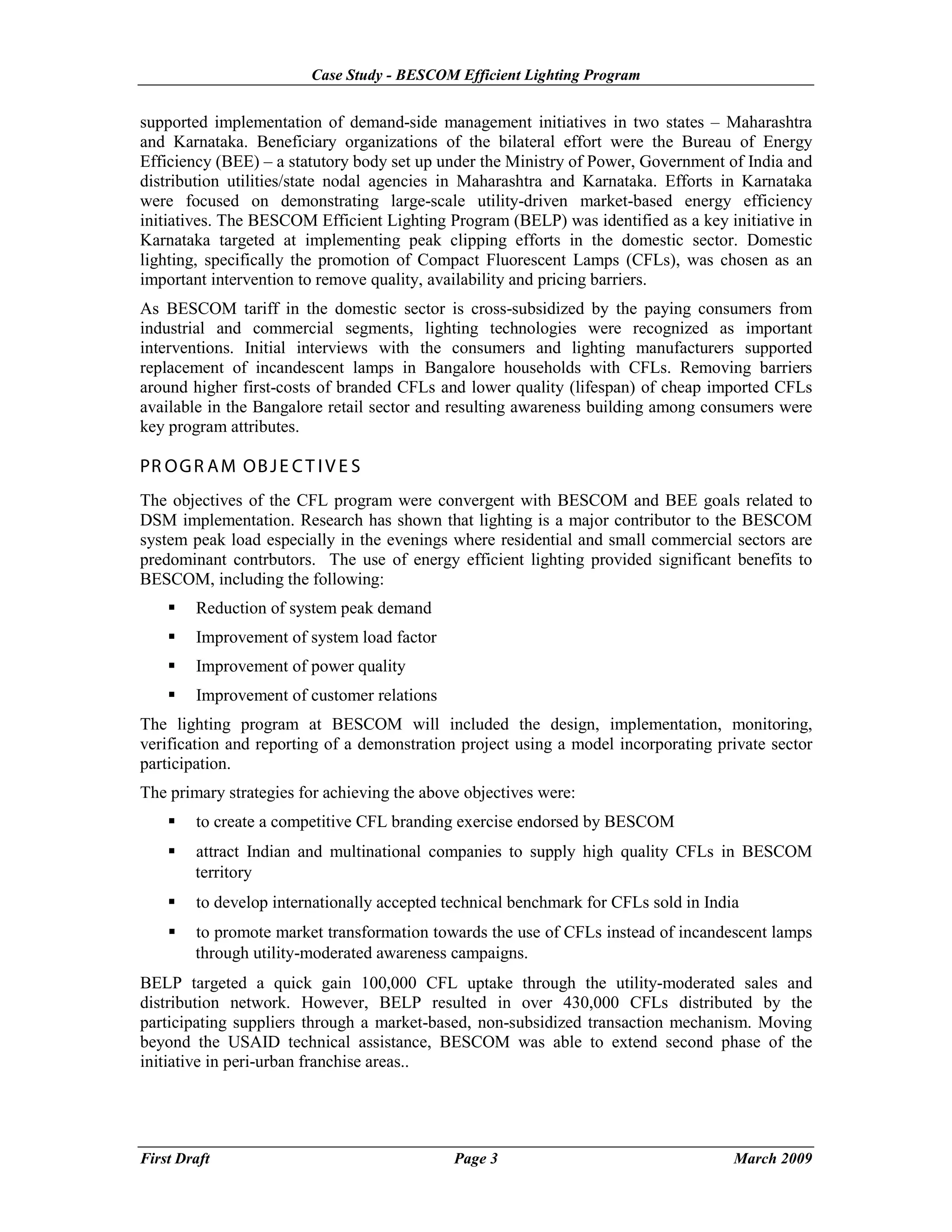 Bescom market strategy | PDF