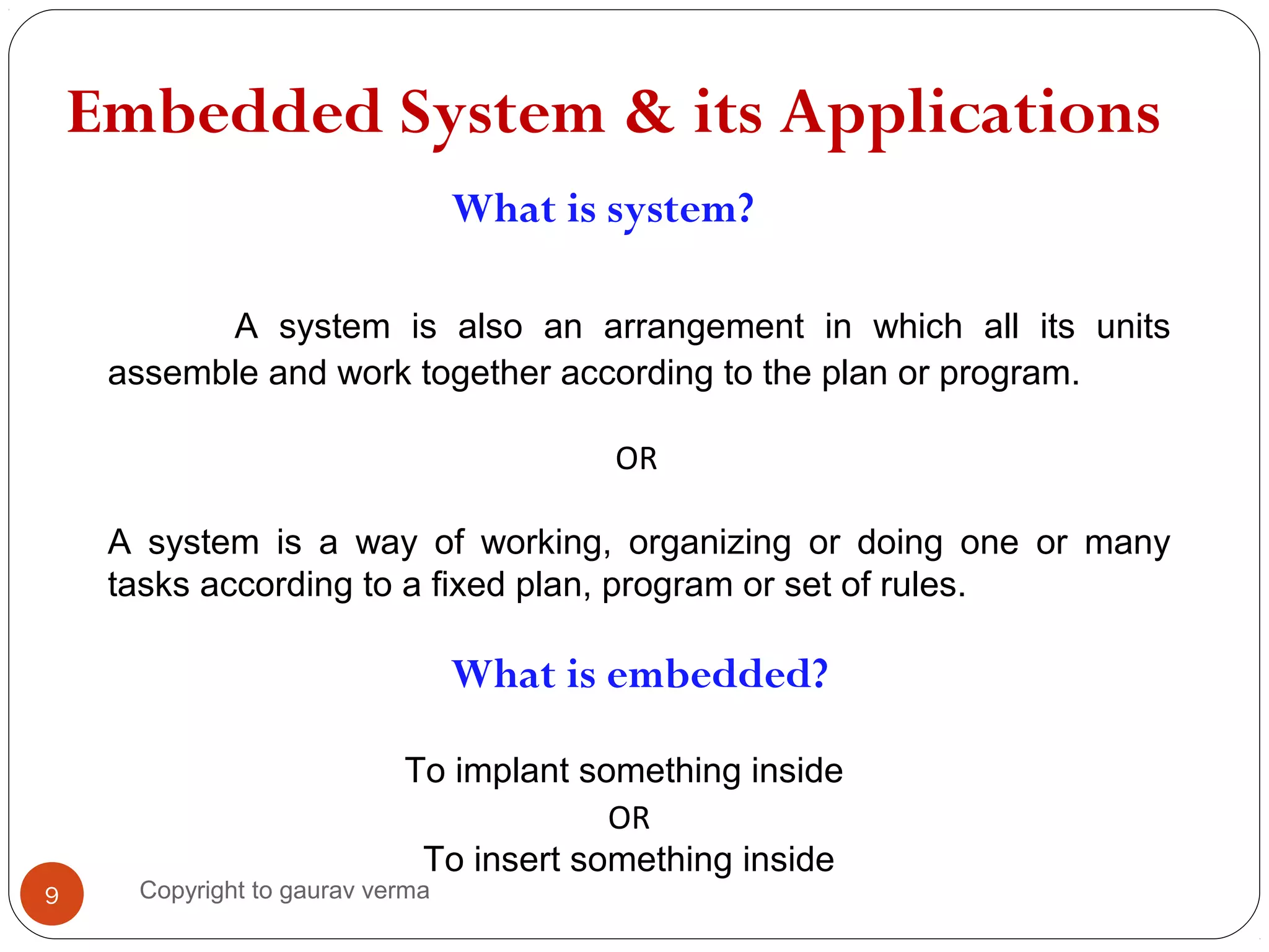 Introduction to Embedded Systems and its Applications | PPT