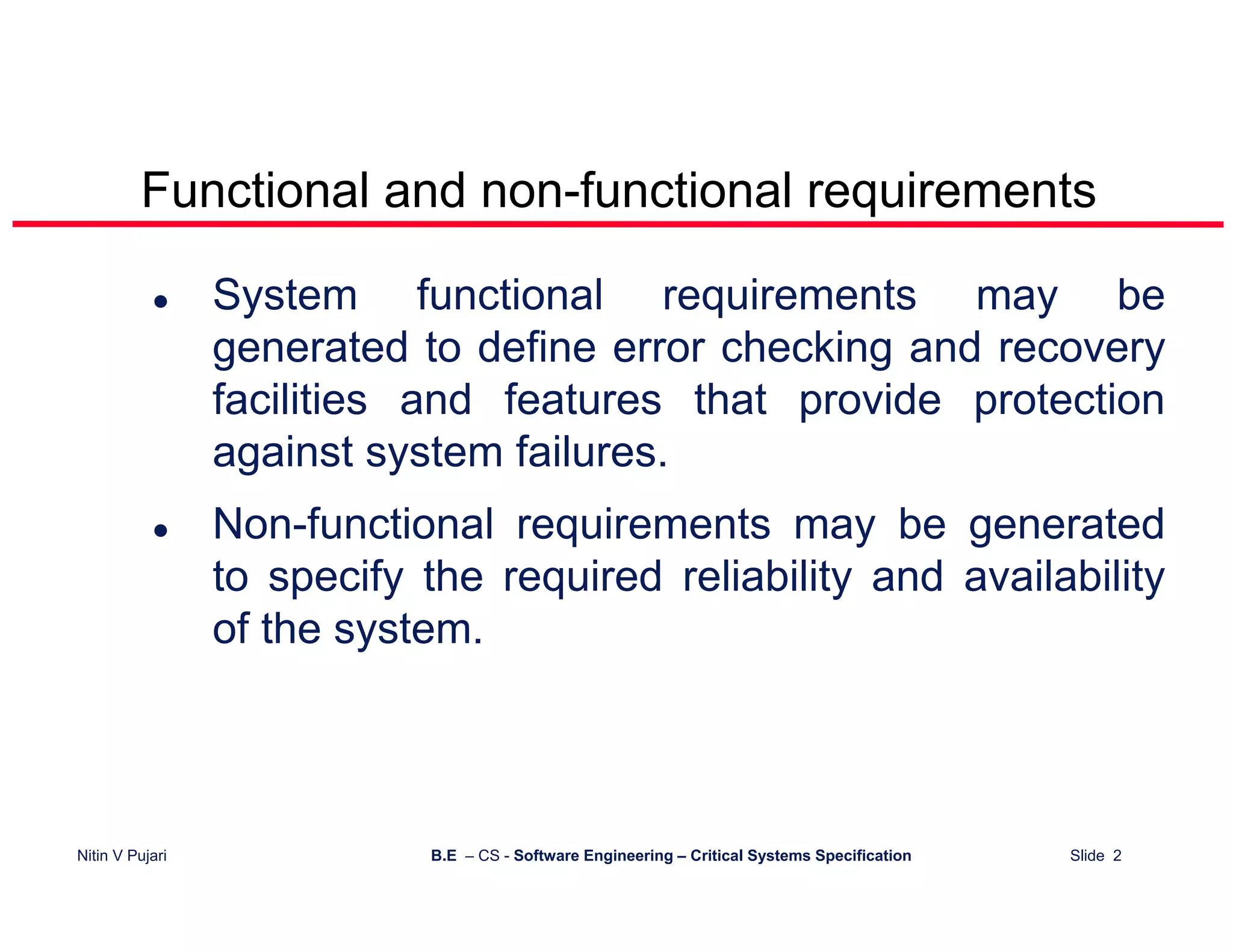 Critical Systems Specification | PDF