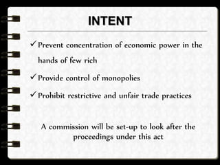 An overview of MRTP Act, 1969 | PPTX
