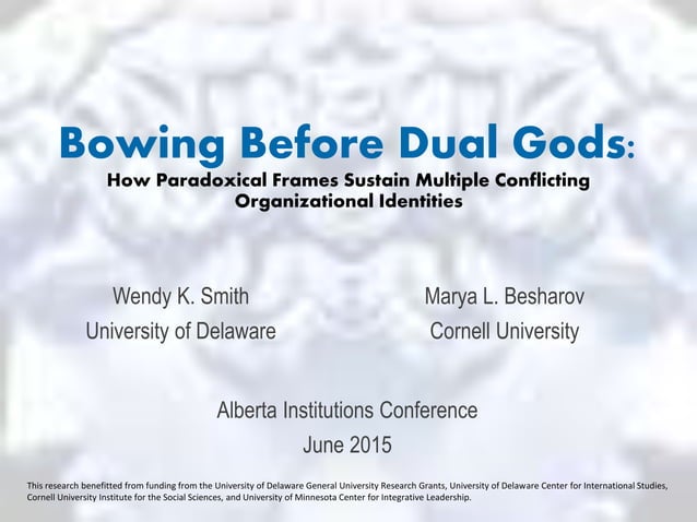 Bowing before dual gods: How paradoxical frames sustain multiple ...