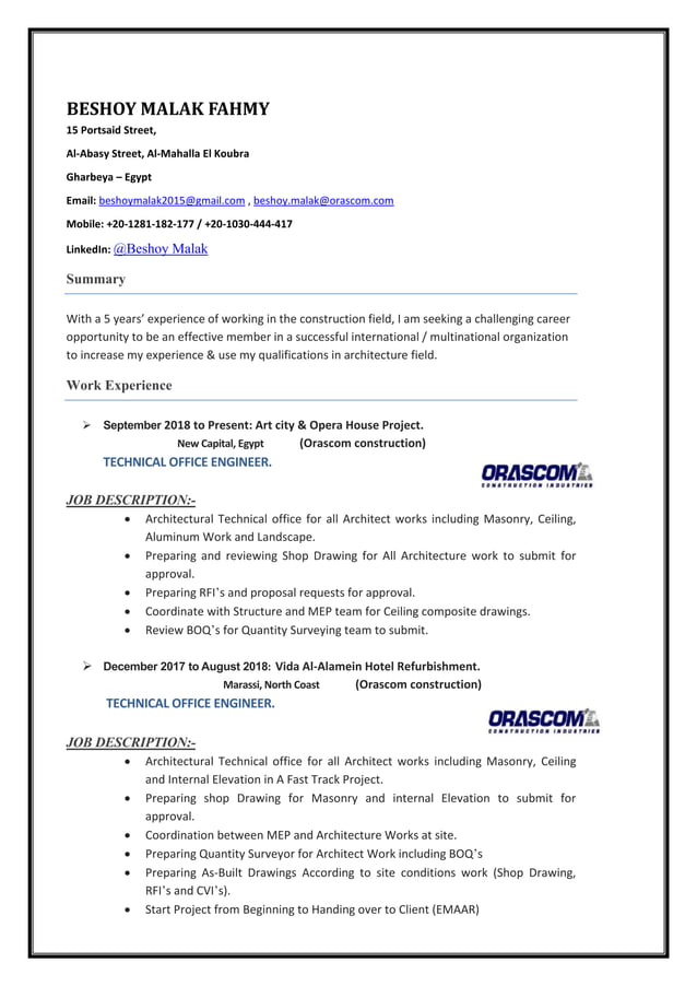 Beshoy malak | PDF | Civil Engineering Industry | Industries