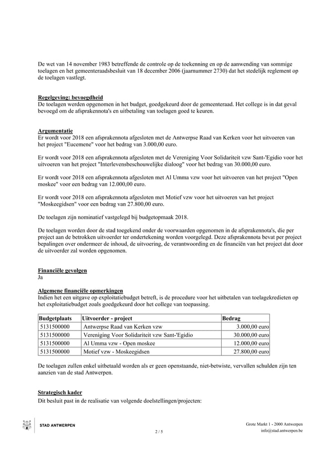 Al Umma krijgt 12.000 euro van stad Antwerpen | PDF | Religion & Spirituality