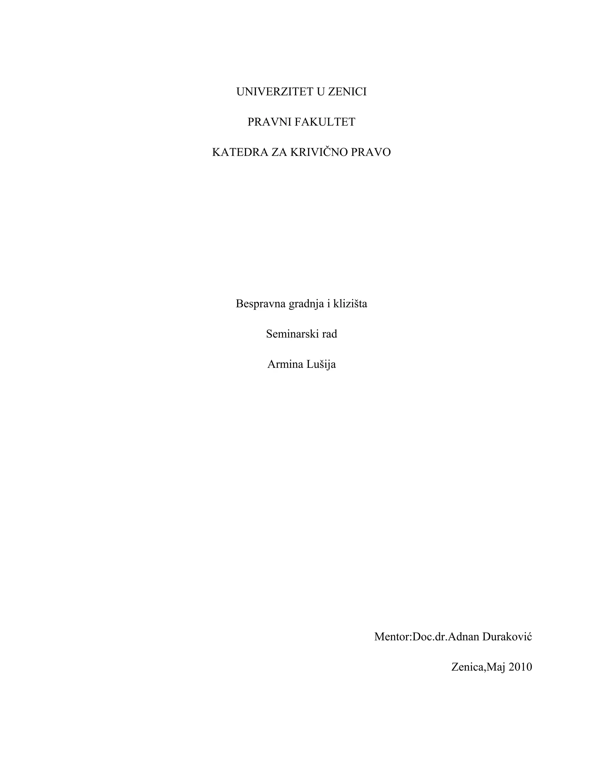 Bespravna gradnja i klizista ij | PDF