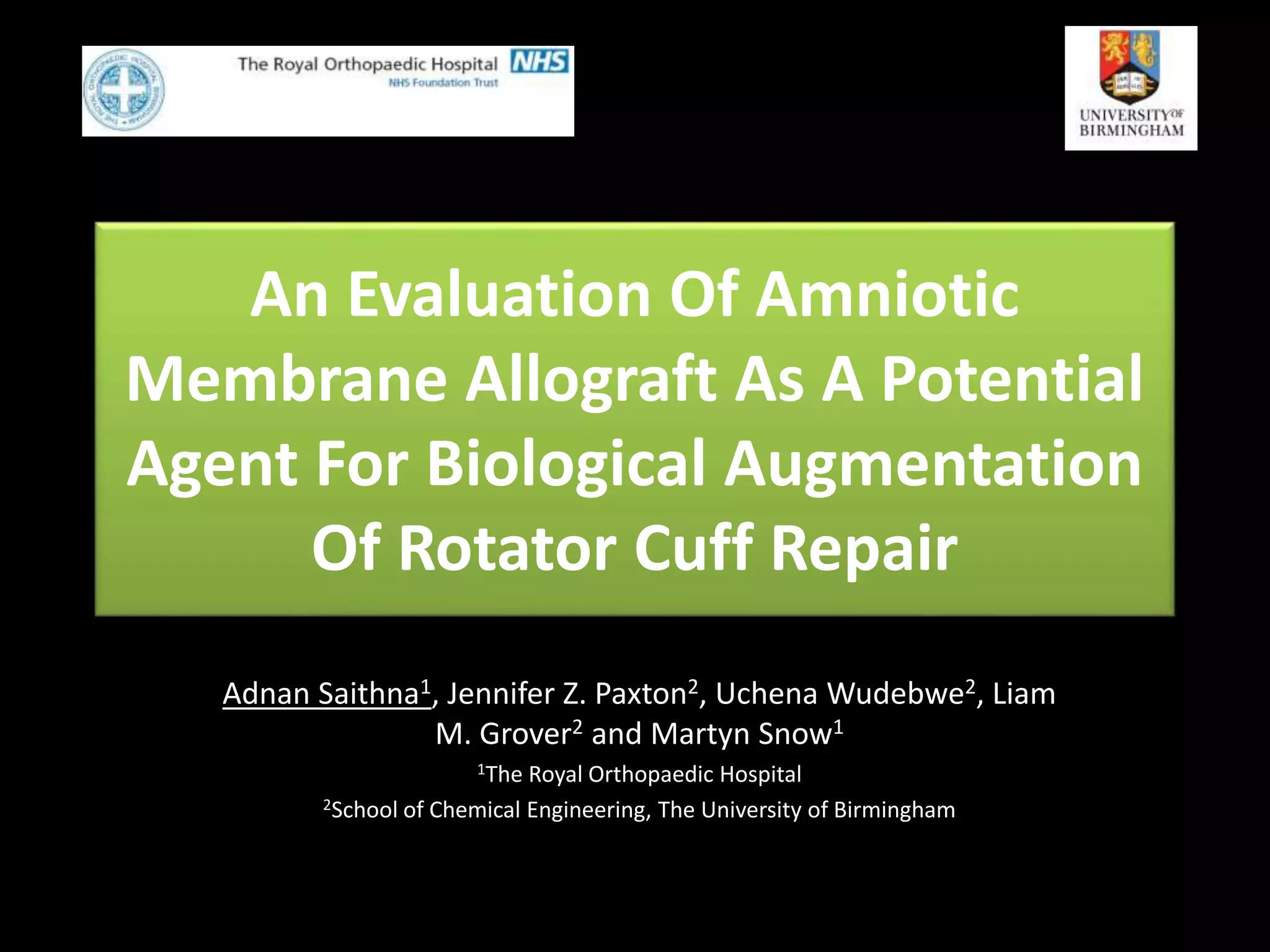 Biological Augmentation Of Rotator Cuff Tears | PPTX | Physical Therapy ...