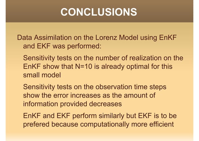 Data Assimilation for the Lorenz (1963) Model using Ensemble and Extended Kalman Filter | PPT