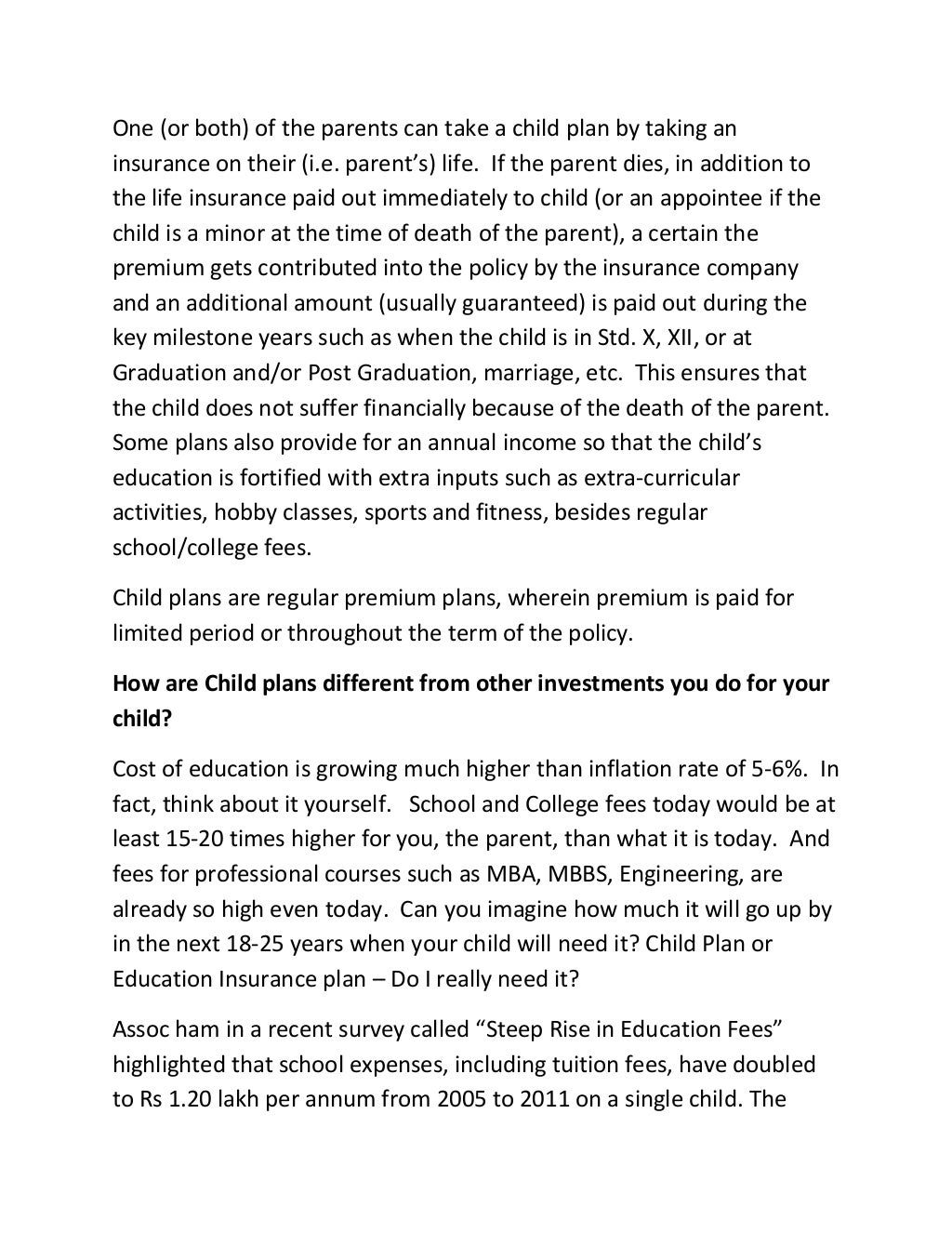 Best child plan - child plan or education insurance plan