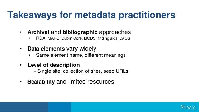 Best Practices for Descriptive Metadata