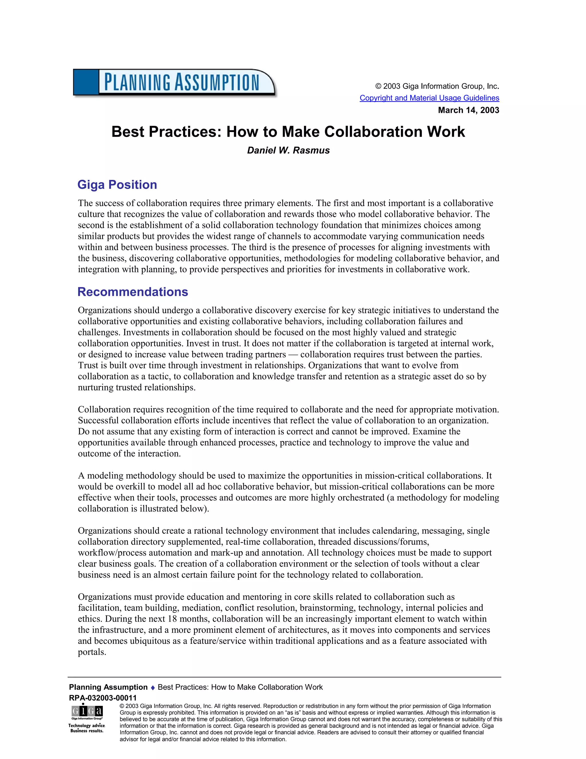 Best Practices How To Make Collaboration Work | PDF