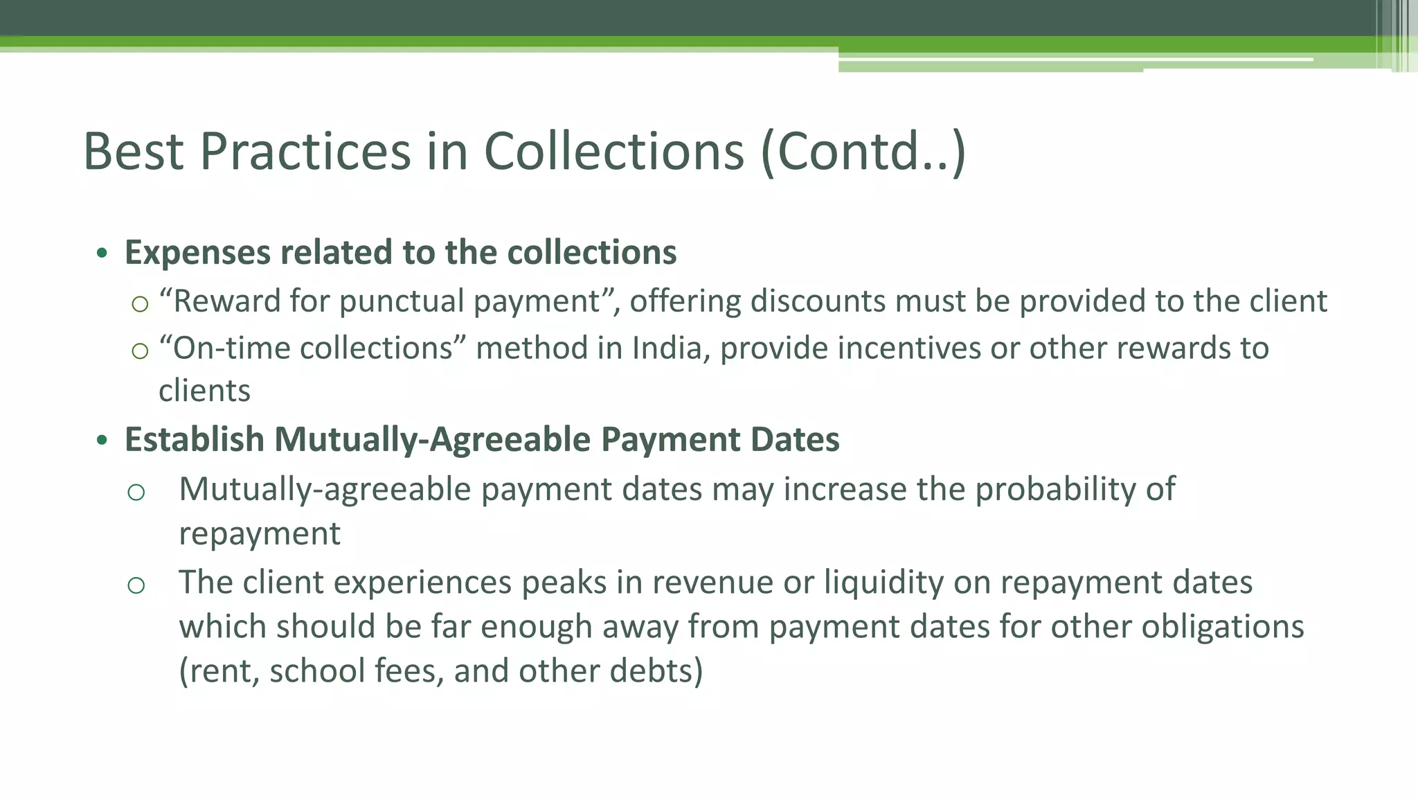 Best Practices for Loan Collections for Microfinance Institution | PPTX