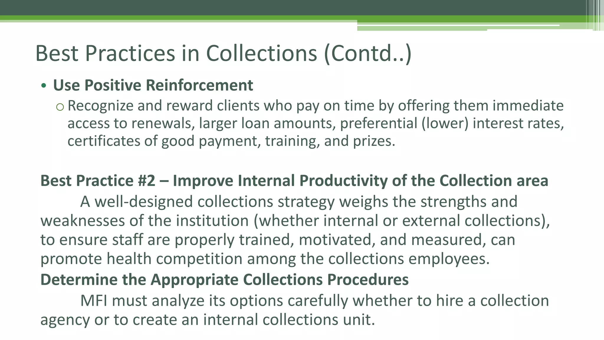 Best Practices for Loan Collections for Microfinance Institution | PPTX
