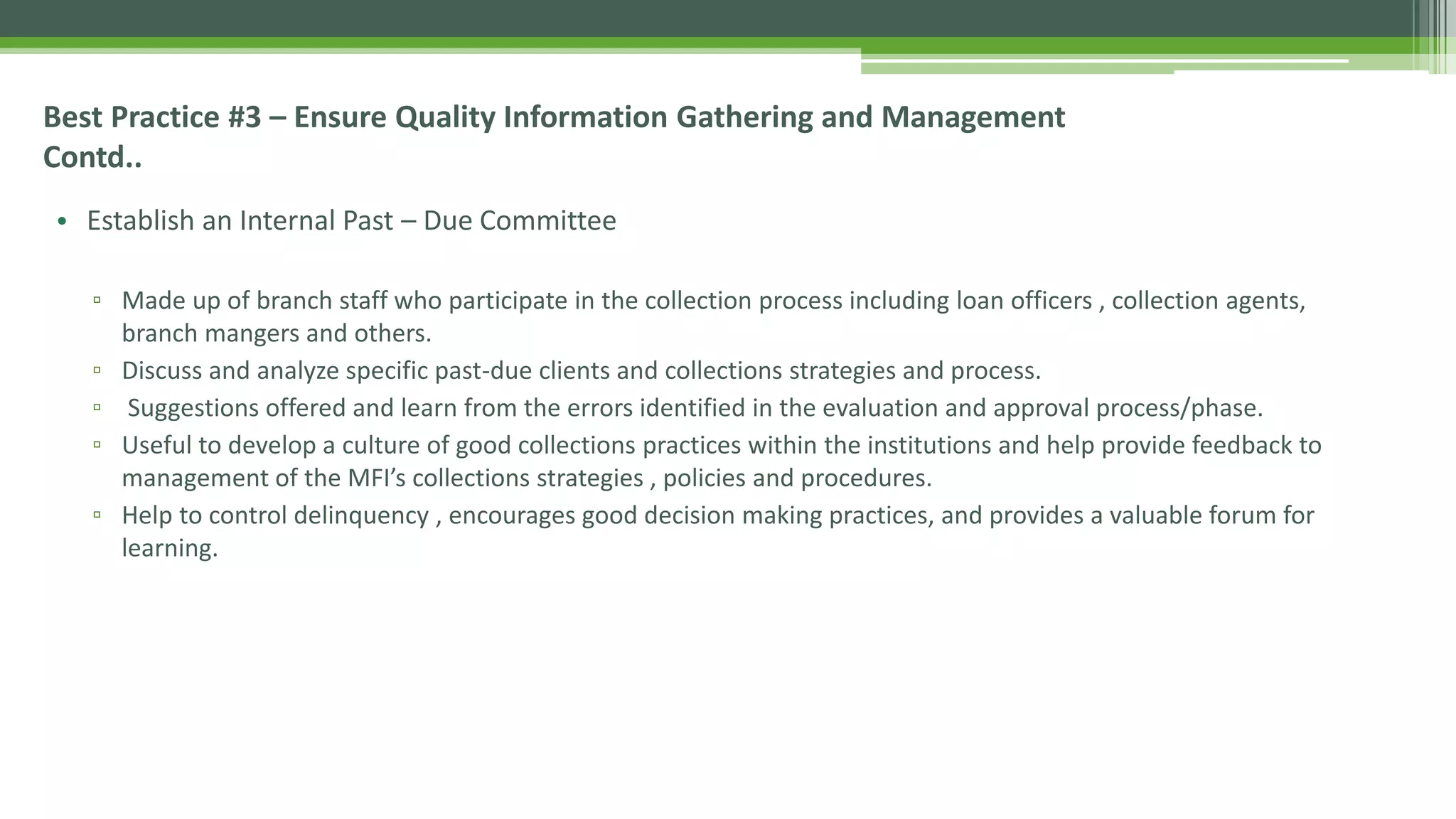 Best Practices for Loan Collections for Microfinance Institution | PPTX