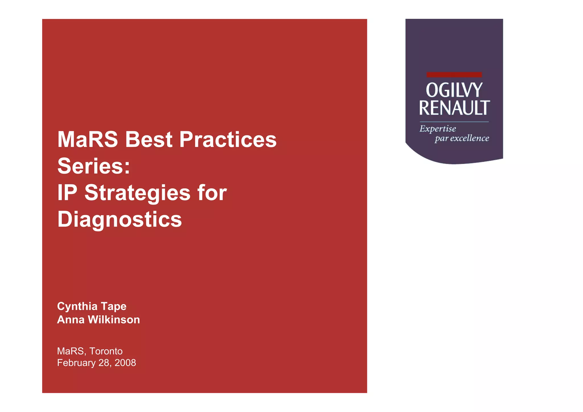 Best Practices: IP Strategies for Diagnostics | PPT | Free Download