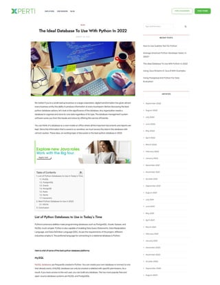 The Ideal Database To Use With Python In 2022 | PDF