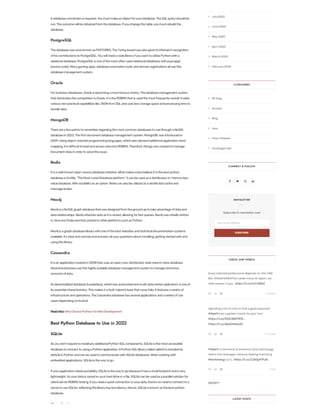 The Ideal Database To Use With Python In 2022 | PDF