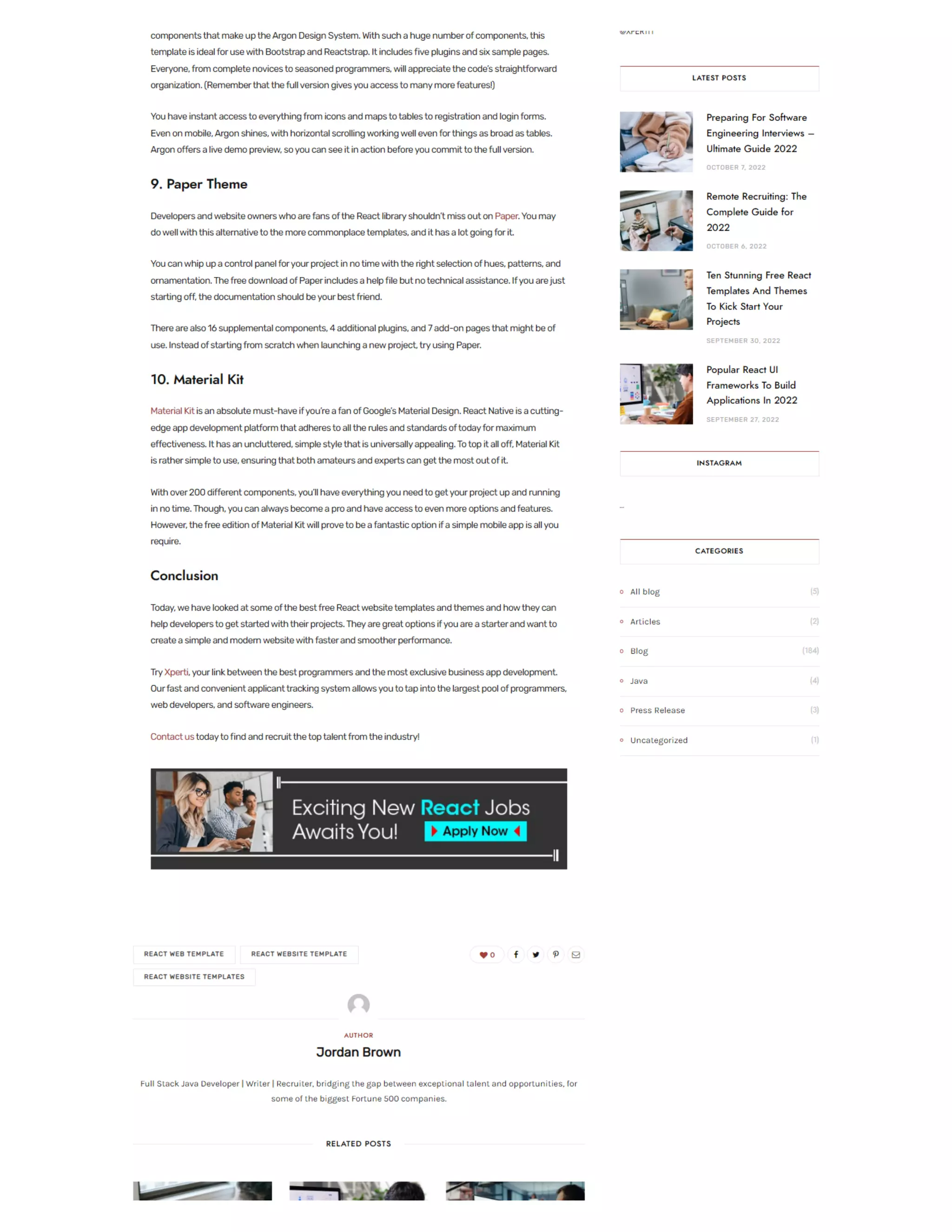 Ten Stunning Free React Templates And Themes To Kick Start Your ...