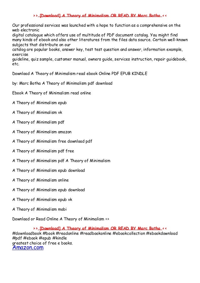 Best (RECOMMEND) Book A Theory of Minimalism full_acces By Marc Botha