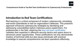 Comprehensive Guide to Top Red Team Certifications for Cybersecurity ...