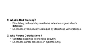 Comprehensive Guide to Top Red Team Certifications for Cybersecurity Professionals | PPT