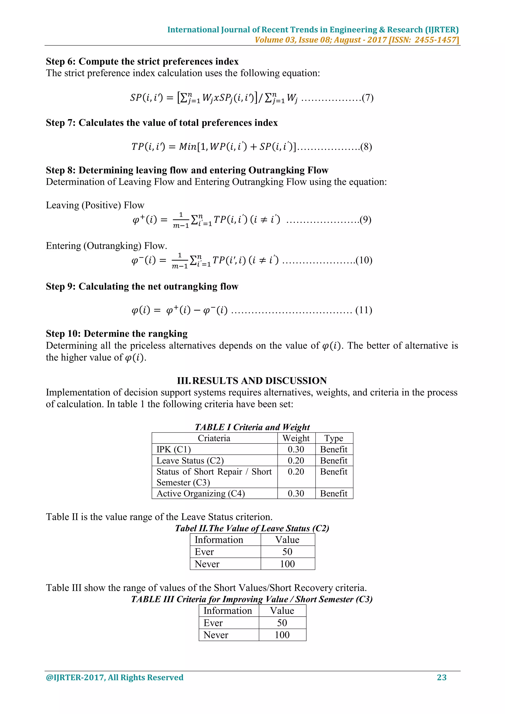 Best Student Selection Using Extended Promethee II Method | PDF ...
