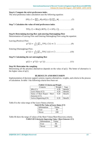 Best Student Selection Using Extended Promethee II Method | PDF | College Planning | College ...