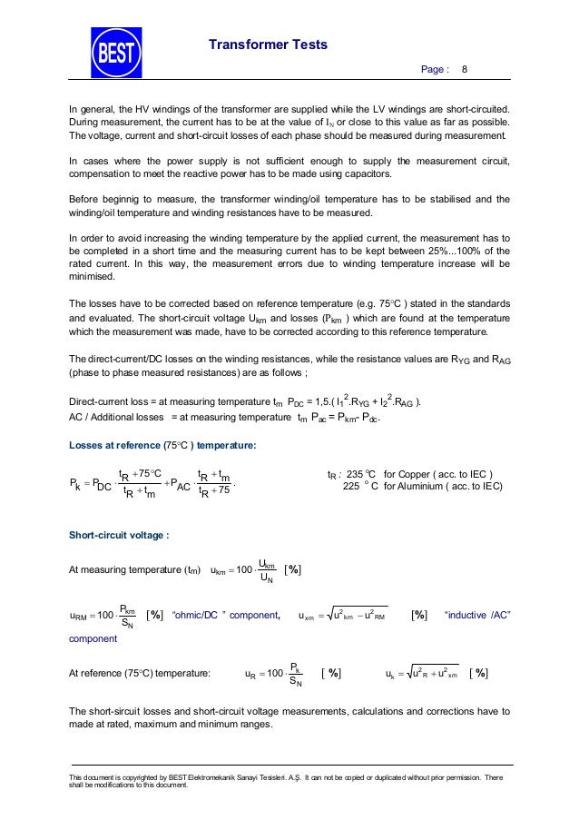 Best Transformer Test Procedures En