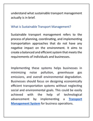 Sustainable Transport Management: 3 Major Challenges and their Solution ...