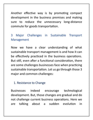 Sustainable Transport Management: 3 Major Challenges and their Solution ...